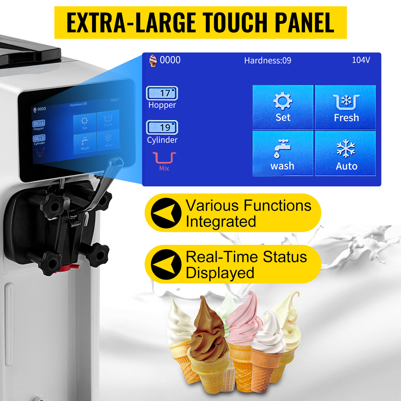 Nella 4.5L Commercial Countertop Soft Ice Cream Machine - 110V, 10-15L ...