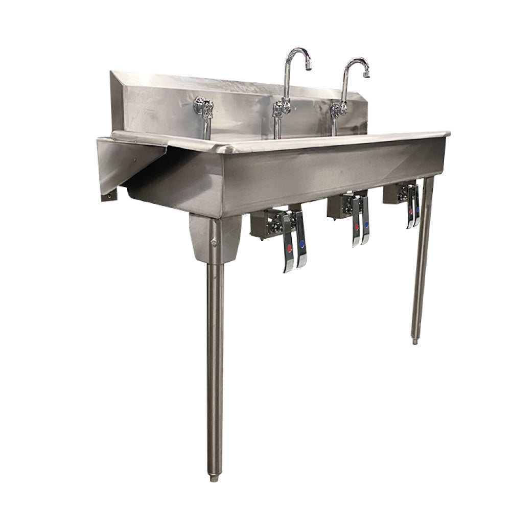 Nella 48" Three Station Trough Hand Sink with Knee Pedals and Spouts ...