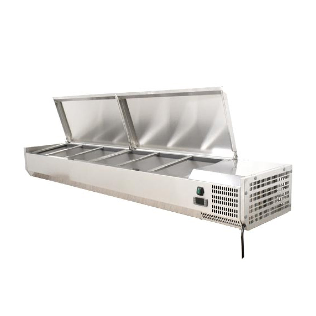 Nella 59" Refrigerated Topping Rail 6-Pan Capacity with Sneeze Guard ...