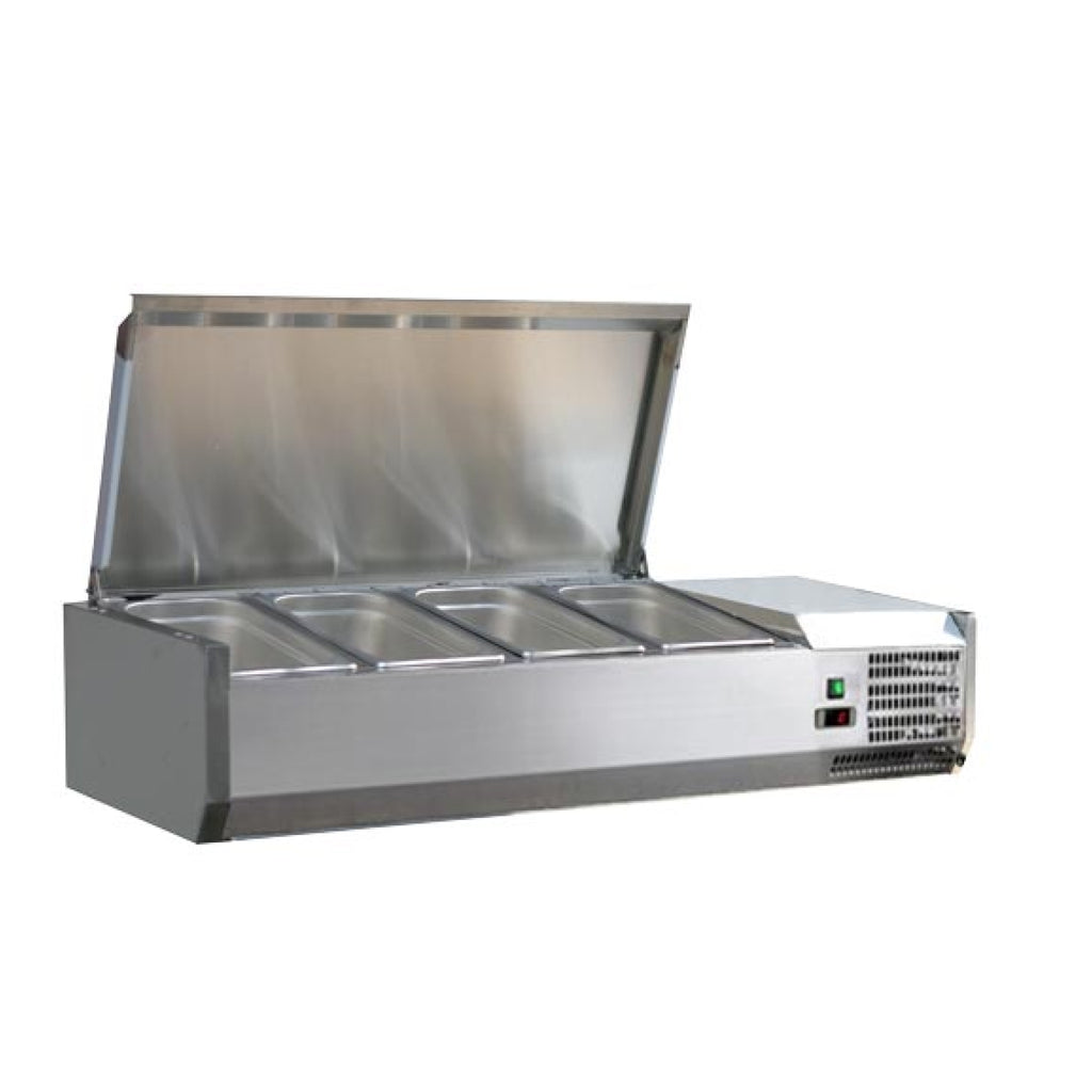 Nella 59" Refrigerated Topping Rail 6-Pan Capacity with Sneeze Guard ...