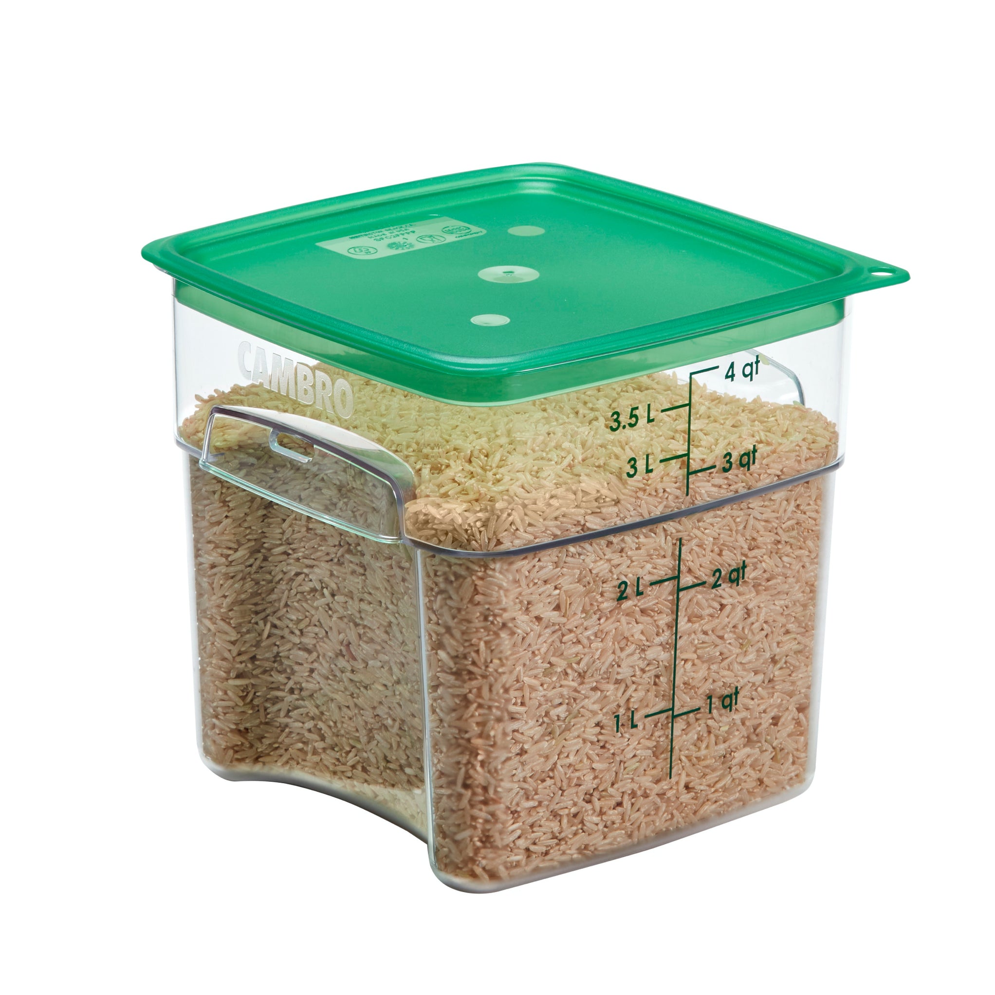 Cambro 4SFSPROCW135 Camsquares FreshPro 4 Qt. Clear Square Polycarbona — Nella Online