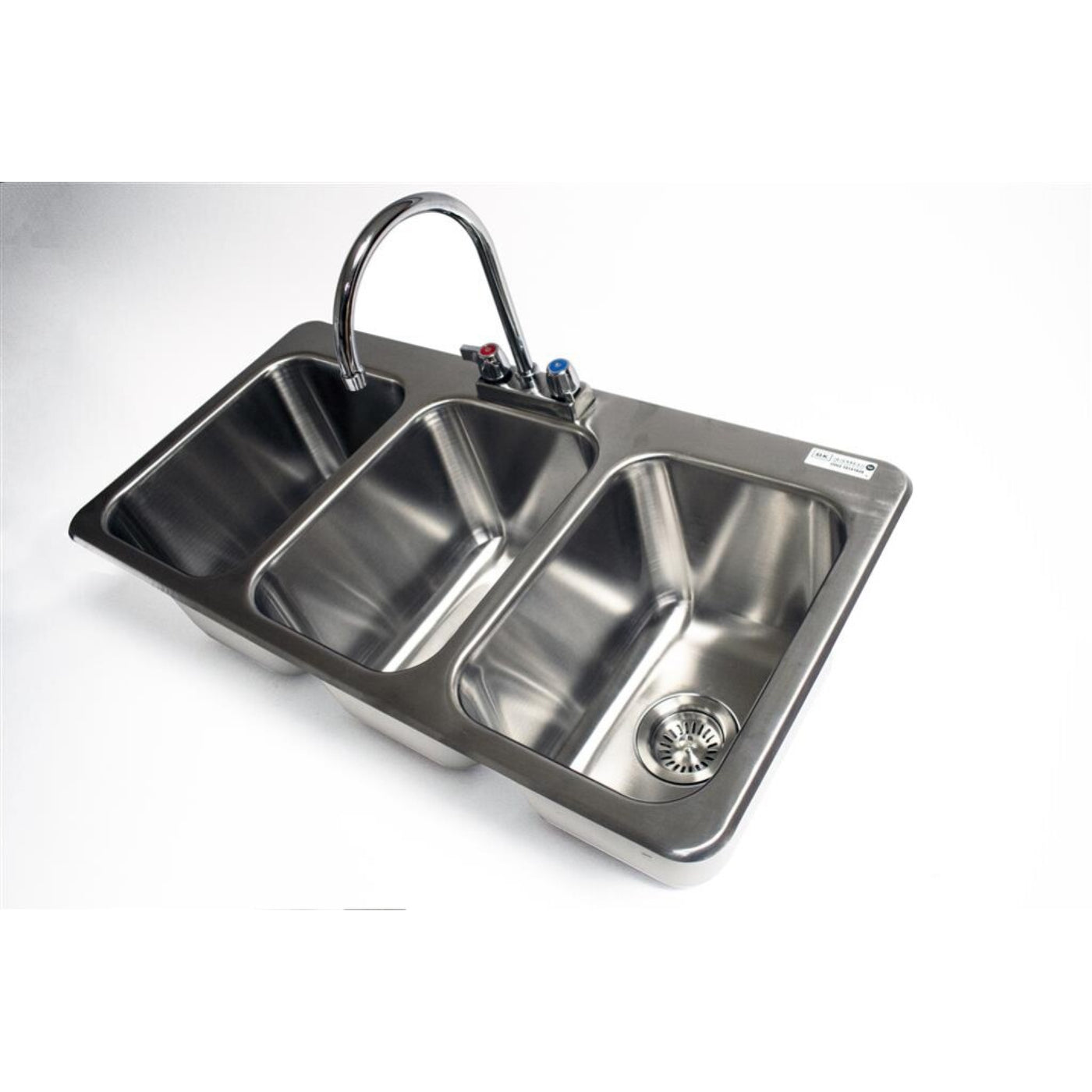 BK Resources 18" x 36" Three Compartment Drop In Sink With Faucet ...