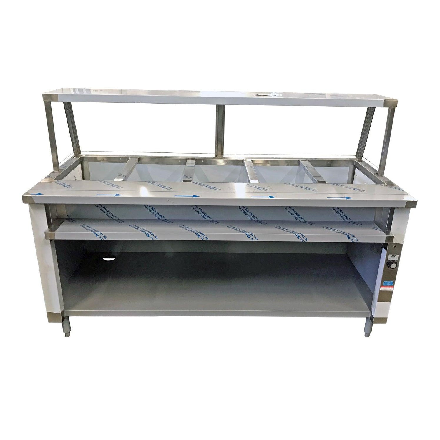Nella 58" Electric Open Well Steam Table with 4-Pan Sized Tray, Cuttin ...