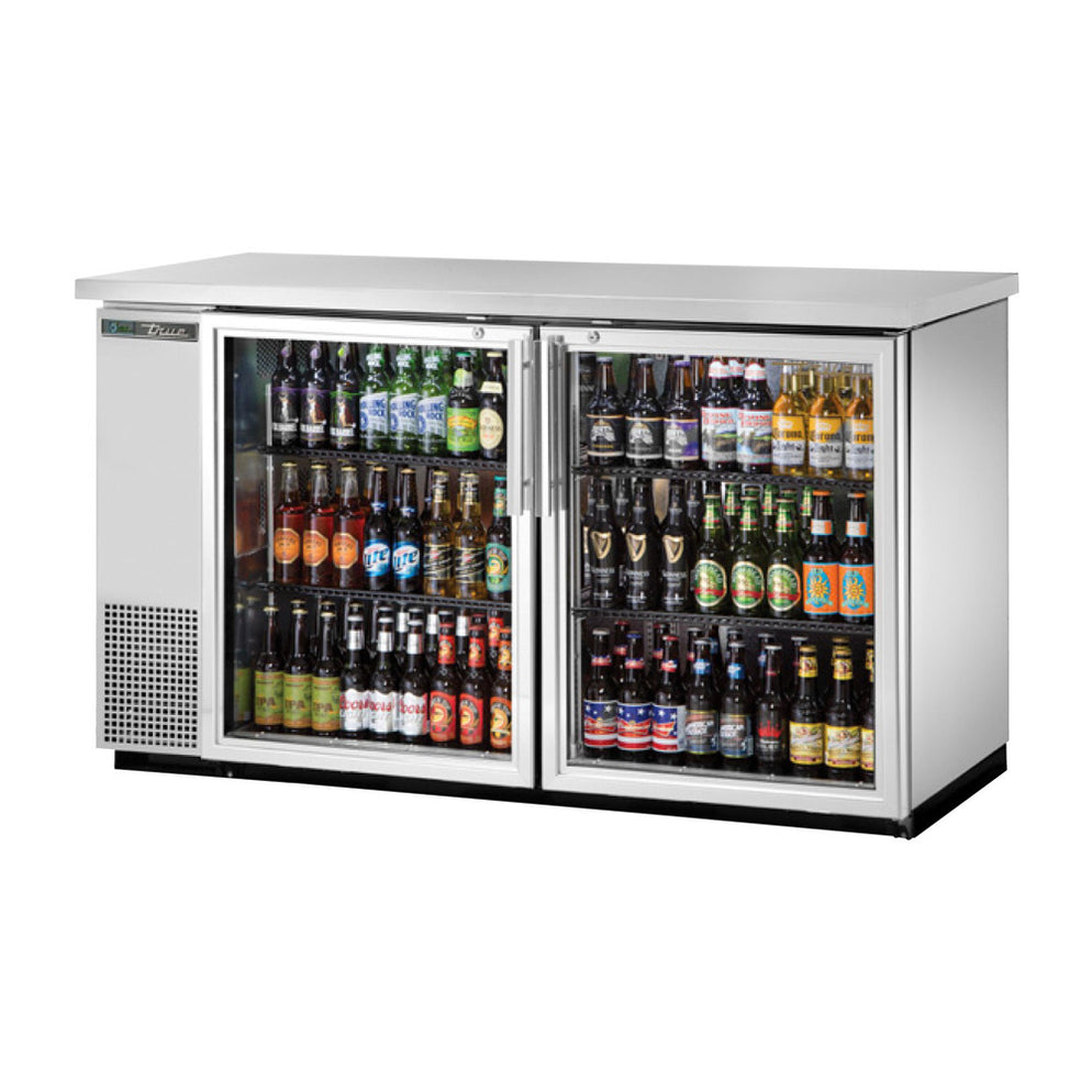 True TBB-24-60G-S-HC-LD 61" Stainless Steel Glass 3-Door Back Bar Refr ...