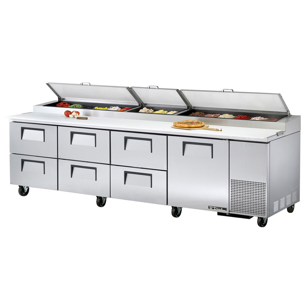 True TPP-AT-119D-6-HC 119" 1-Door 6-Drawer Refrigerated Pizza Prep Tab ...