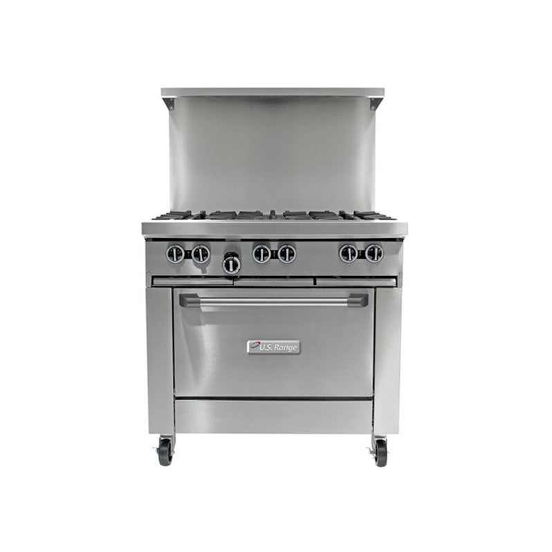 US Range U36-6R 36" Natural Gas 6-Burner Restaurant Range With Standar ...