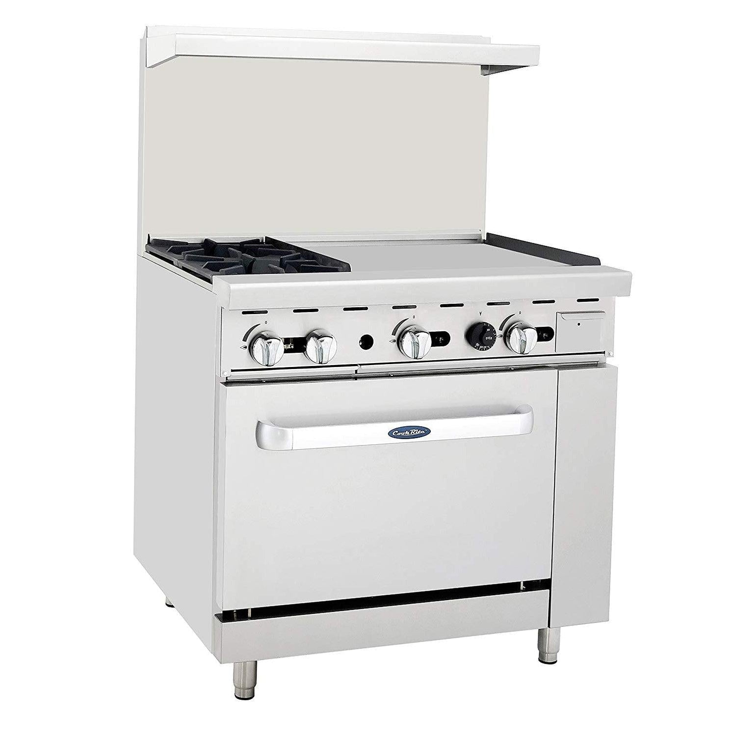 Atosa AGR-2B24GR 36" 2-Burner Range with 24" Right Hand Griddle Top ...
