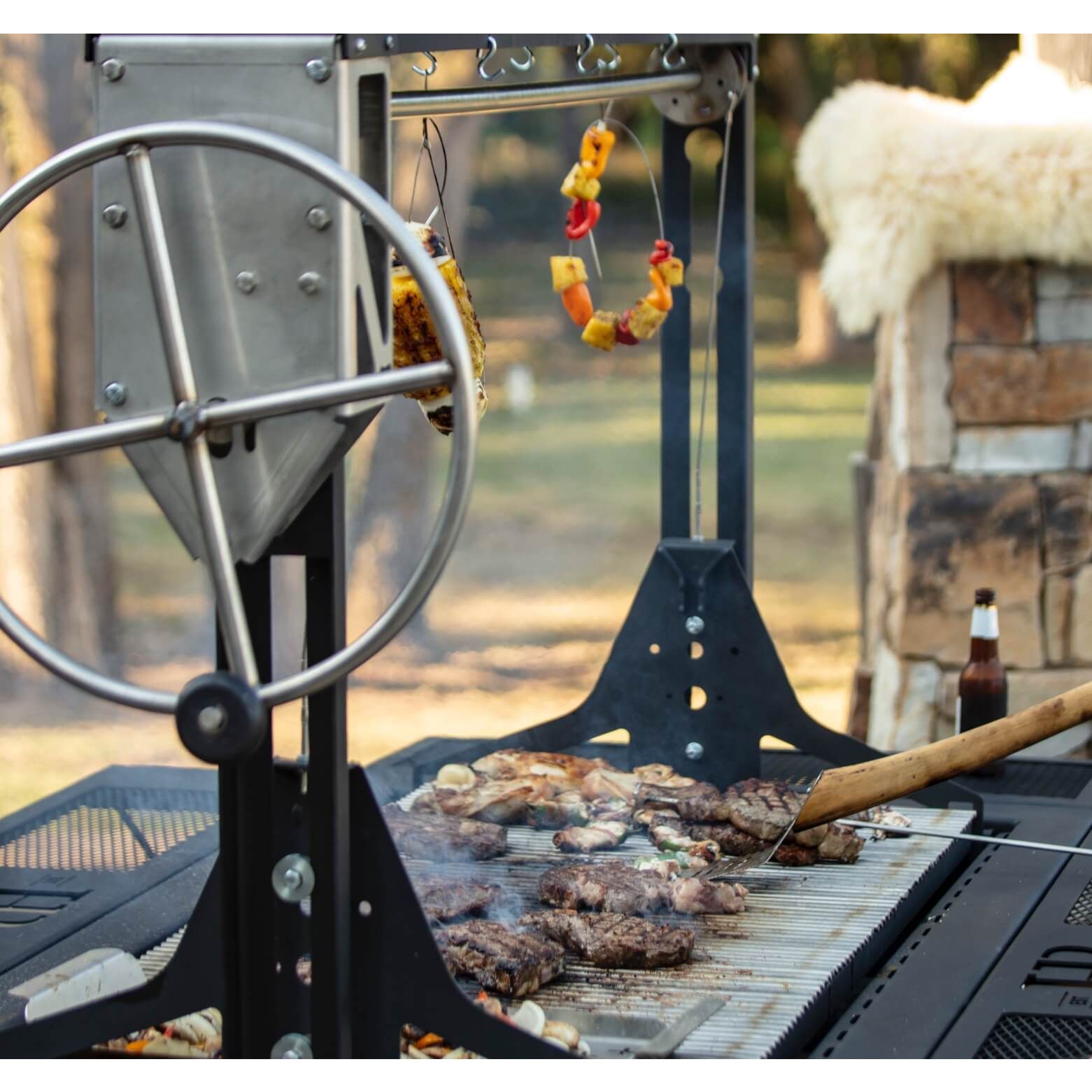 Hooray Grill Company 600 Ranch 60" Open Fire Grill with Rotisserie ...